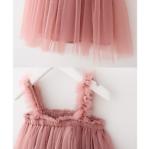 BGFKS Tutu Dress for Baby Girl 1st Birthday Photography Outfit Sets, Dress for Toddler Girls with Lace Rose Flower Crown.(Dusty Rose)