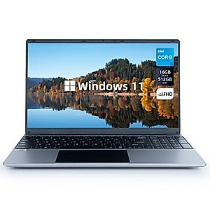 ANMESC Laptop Computer, 16GB RAM 512GB ROM, Celeron Quad-Core Processors, 15.6" 1080P FHD Laptops, 38000mWh Battery, Laptop Computers Support WiFi, Bluetooth, Type-C, TF Card