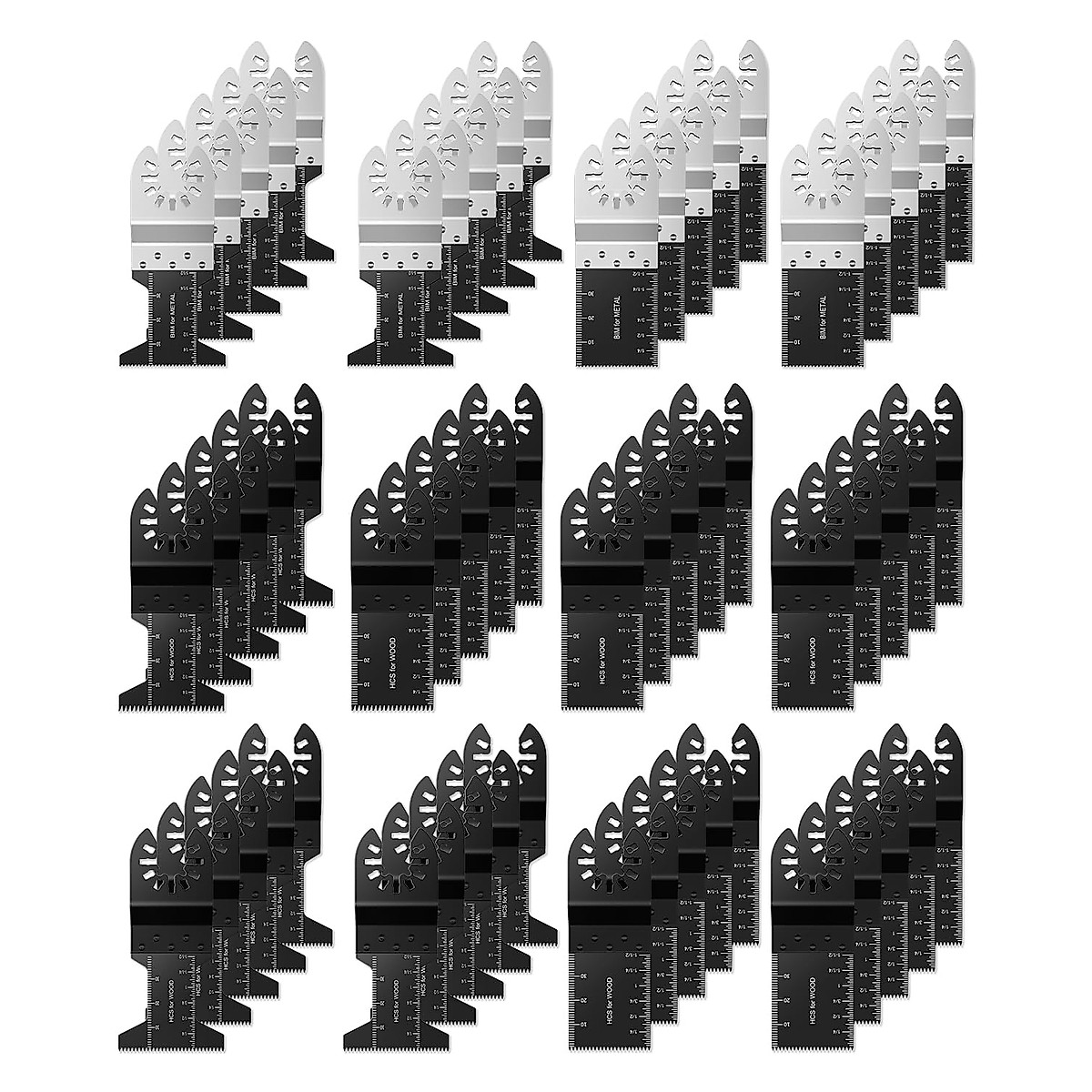 Kyoffiie 60Pcs Oscillating Tool Blades, Universal Metal Wood Plastic Multitool Blades Quick Release Saw Blades Compatible with Fein Multimaster, Milwaukee, Makita, Bosch, Dewalt, Ryobi, Craftsman