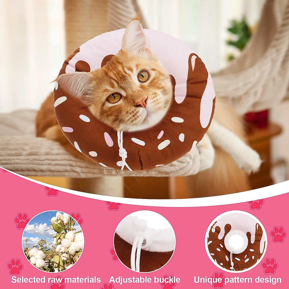 GGSTDDUP Cat Cone Collar Soft Cat Recovery Collar Adjustable Cat and Dog Cone Postoperative Recovery Collar Elizabethan Collar for Cats and Small Dogs(Brown S)