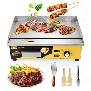 Dyna-Living Commercial Electric Griddle 22'' Stainless Steel Countertop Griddle 3000W 110V Flat top Grill Electric for Home Kitchen, Restaurant, 122~572℉ Temperature Adjustable