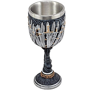 Medieval GOT Swords Chalice Goblet D&D Game Dragon Gifts Iron Throne Chalice Cup Merchandise Drinking Vessel with Wine Drip Ring