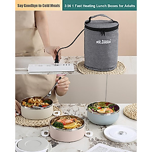 Bento Box Adult Lunch Box with Insulated Bag Spoon Fork, Stainless Steel Thermal Food Container 3-Tier Stackable Lunch Box for Adults Teens, Leak-proof Salad Snack Boxes for Work, School- Rainbow