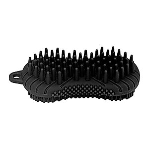 Silicone Body Scrubber, Dual Side Ergonomic Handle Shower Brush Safe Silicone Body Massage Silicone Body Brush Gentle Scrub for Body Hair(Black)