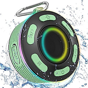 Donerton Bluetooth Speaker, IP7 Waterproof Wireless Speaker, Portable Speaker, HD Surround Sound, LED Light Mini Speakers, Dual Stereo Pairing, Built-in Mic, Radio, Green