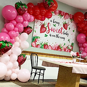 Matte Red, Light Pink, Rose Red Balloons Arch Garland - Strawberry Birthday Party Supplies Red Pink Balloons Arch Mother Day Party for Strawberry Birthday Wedding Bachelorette Valentines Party Decors