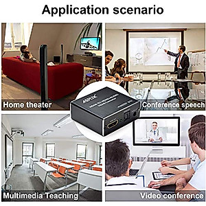 AGPTEK 4K x 2K HDMI Audio Extractor Splitter, HDMI to HDMI Audio Converter Adapter Support Ultra HD 4K Toslink Optical Audio Output and 3.5mm Audio with Optical Fiber Cable