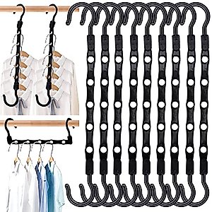 18 PCS Space Saving Hangers,Sturdy Plastic Clothes Hanger Organizer,Closet Organizers and Storage,Space Saving Hanger (Black)