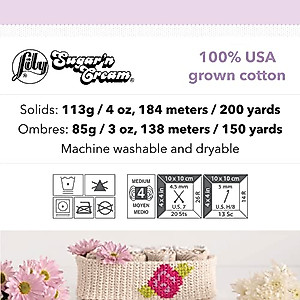 Lily Sugar'N Cream Super Size Hippi Yarn - 6 Pack of 85g/3oz - Cotton - 4 Medium (Worsted) - 150 Yards - Knitting/Crochet