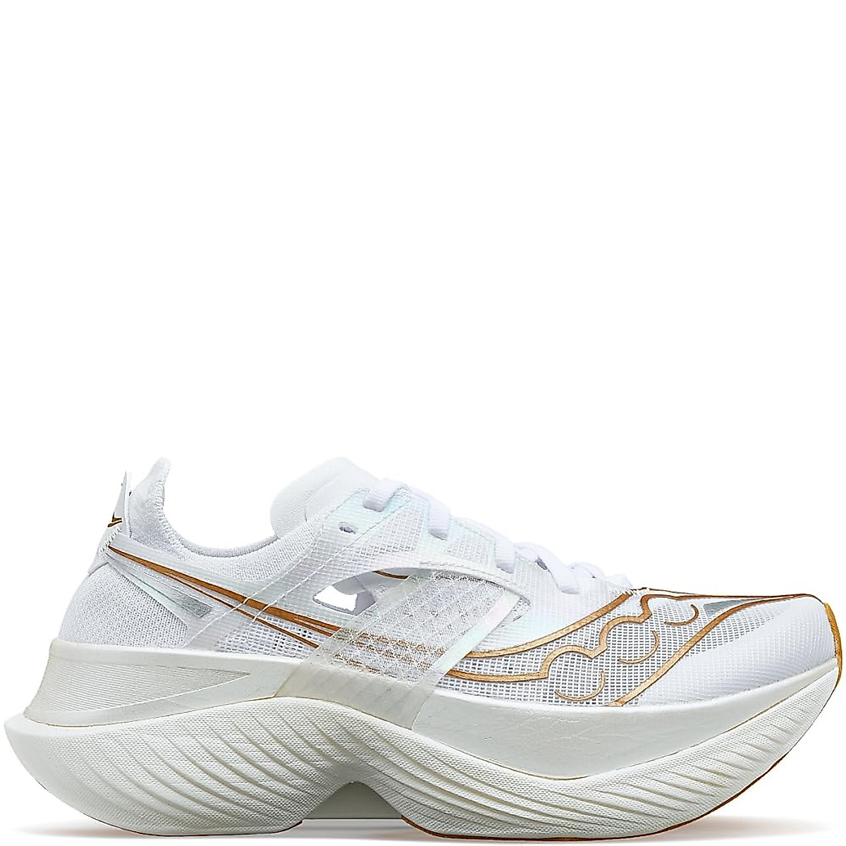 Saucony Women's Endorphin Elite Sneaker, White/Gold, 7.5