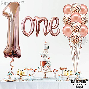 Large, Rose Gold One Balloon for First Birthday - Number 1 Balloon, 40 Inch | 1st Birthday Girl Decoration | Rose Gold 1 Balloon for First Birthday | 1st Birthday Balloons, 1st Birthday Decorations