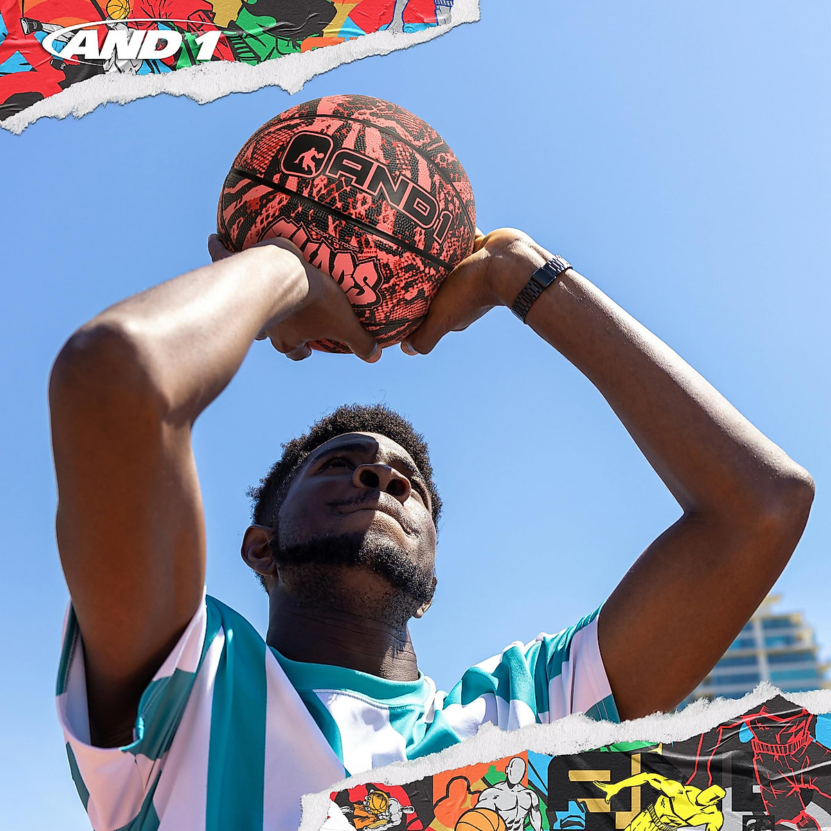 AND1 Chaos Basketball: Official Regulation Size 7 (29.5 inches) Rubber Basketball - Deep Channel Construction Streetball, Made for Indoor Outdoor Games