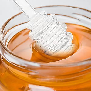 Tofficu 3Pcs Glass Honey Dipper Sticks, Clear Honey and Syrup Dippers, Reusable Honey Stirrer Stick Honey Jam Syrup Stirring Wand for Honey Jar Dispense Pot Jar Containers