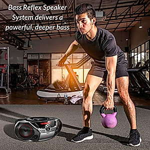 Philips Portable Boombox CD Player Bluetooth FM Radio MP3 Mega Bass Reflex Stereo Sound System with NFC, 12W, USB Input, Headphone Jack, and LCD Display