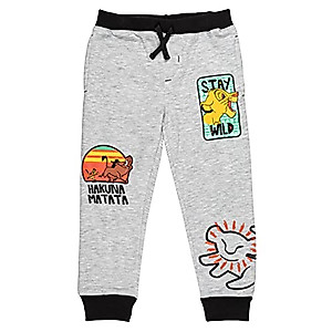 Disney Lion King Simba Pumbaa Timon Toddler Boys Fleece 2 Pack Pants Black/Grey 4T