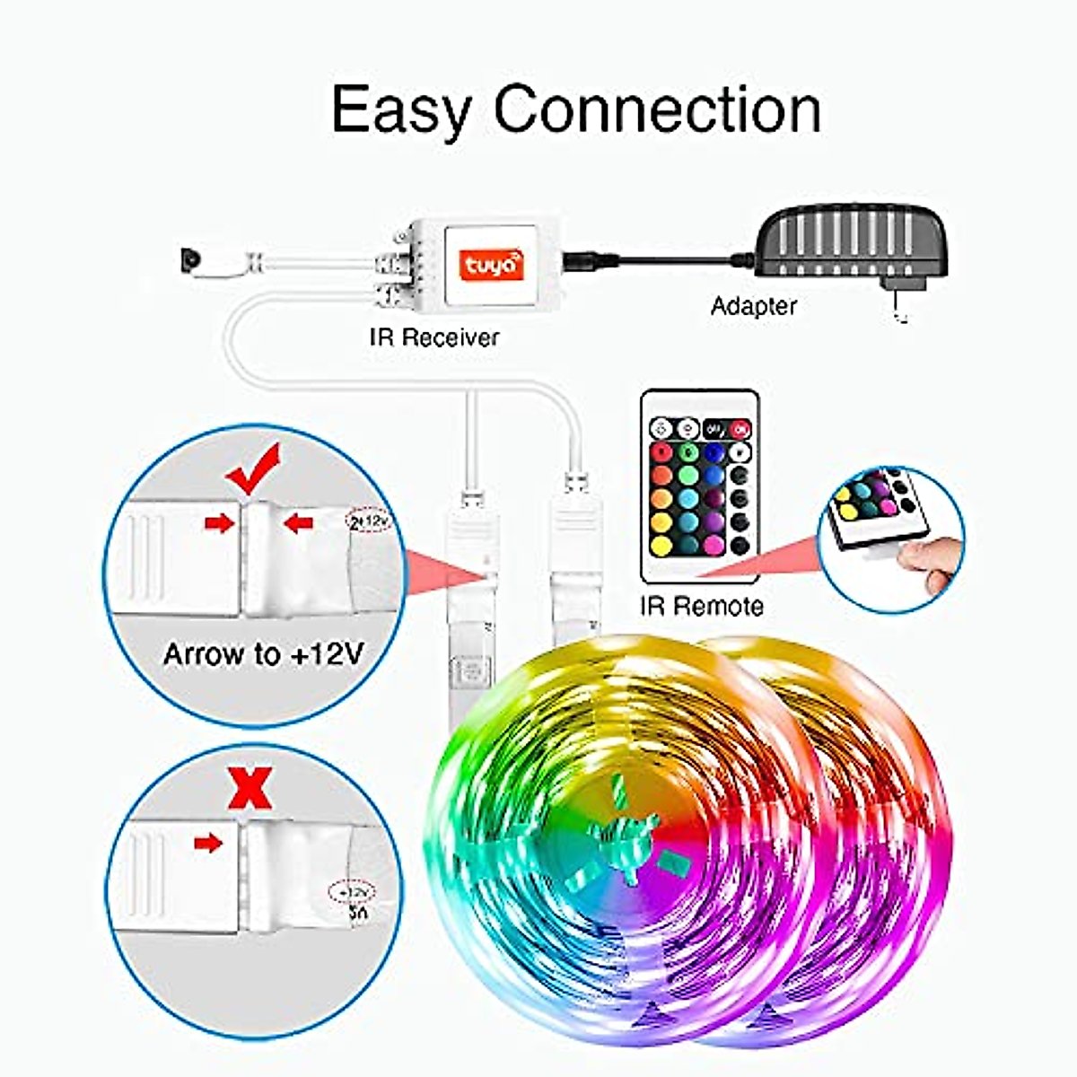 DAYBETTER Smart WiFi Led Lights 100ft, Tuya App Controlled Led Strip Lights, Work with Alexa and Google Assistant, Timer Schedule Led Lights Strip, Color Changing Led Lights for Bedroom Party Kitchen
