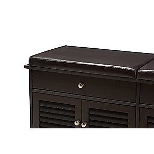 Baxton Studio Laertes Modern and Contemporary Dark Brown Wood 2-Drawer Shoe Storage Bench