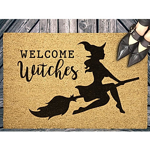Funny Doormat Outdoor Witch Doormat Halloween Door Mat Welcome Witches Doormat Funny Large Outdoor Front Door Welcome Mat Fun Unique Halloween Decoration Funny Mat Cute Rugs for Kitchen 16x24 inch