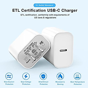 3 Pack iPhone 14 13 12 11 Fast Charger, [Apple MFi Certified] 20W iPhone USB C Charger Block with 6FT USB C to Lightning Cable for iPhone 14/14 Pro/14 Pro Max/14 Plus/13 12 11 Pro Max/XS/XR/X/8, iPad