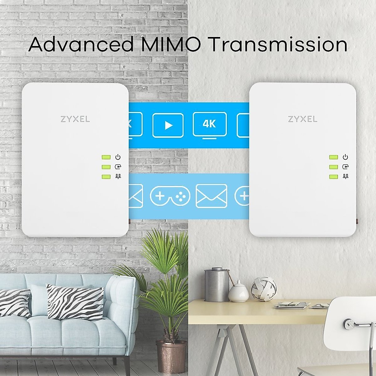 Zyxel AV1300 Powerline Ethernet Adapter Starter Kit | Plug & Play | MIMO | HomePlug AV2 | GbE | Faster than AV1000 and AV1200 | Ideal for Smart TVs, On-Line Games, 4K Streaming | PLA5405V2KIT