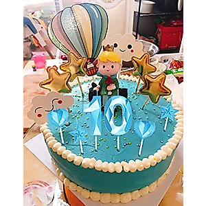 Blue Number 3 Candles and Star Heart Candles 2.76 inch Number Candles for Birthday Cakes 3D Diamond Shaped for Cake Decorations(Blue Candle 3)