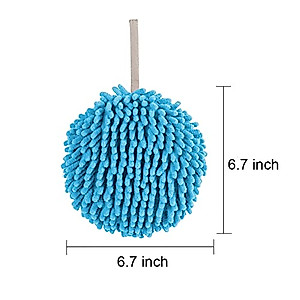 Emivery 3 Pack Chenille Hand Towels Soft Absorbent Microfiber Hanging Ball Towel Bathroom Kitchen Hand Drying Towels Wipe Cleaning