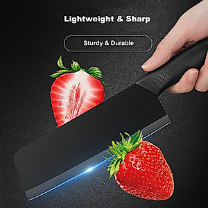 Generic Knife Sets, Black Kitchen Knife Set with Stainless Steel Kitchen Knife, Melon Planer, Holder, Suitable for kitchens, hotels, and restaurants