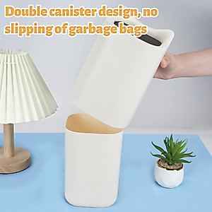 HOSTK 2Pcs Mini Trash Can with Lid, Plastic Mini Wastebasket with 5 Roll Trash Bags, Tiny Desktop Waste Garbage Bin for Kitchen Bathroom Office Home Bedroom Desk Vanity Tabletop