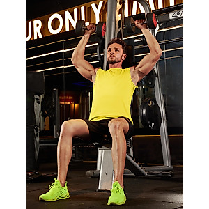 TACVASEN Mens Sun Tank Tops Mens Yellow Sleevelss Shirts Mens Tank Top Workout Men's Tank Tops Undershirts Mens Sleeveless Tee Shirts