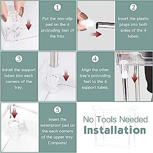 Elebac Bathroom Organizer Countertop Storage 2-Tier Acrylic Vanity Tray, Sink Counter Dresser Makeup Organizer for Cosmetic Skincare Lotion Perfume, Multi-Functional Anti-Slip Organizer for Bathroom