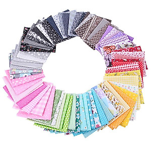 7Pcs Top Red Cotton Craft Fabric Bundle Squares Patchwork DIY Sewing Scrapbooking Quilting Floral Dot Pattern Craft and Hobby Fabric 10" x 10" (25cm x 25cm)