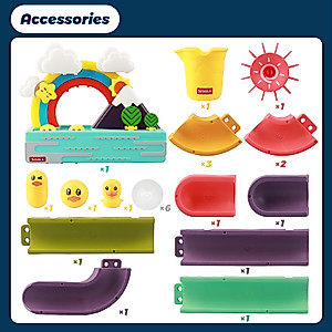 Zalmoxe Boon Building Pipes Bath Toys Assemble Set with Light and Music Baby Bath Toys Floating Duck Shower Games with Suction Cups As Birthday Festival Gifts for Bath Toys for Toddlers 1-3