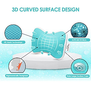 Comfortable Bath Pillow with Suction Cups, Supports Neck and Shoulders Home Spa Pillows for Bathtub, Hot Tub, Bathtub Head Rest Pillow Relax & Comfy - Blue