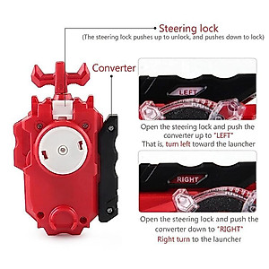 Mopogool Left Right Sparking Launcher Bey Burst Evolution Turbo GT Blades Battling Tops String Launcher Grip B-154 DX Booster Imperial Dragon.IG Sen Starter Set Gaming Top Spinning Toys Gift for Boys