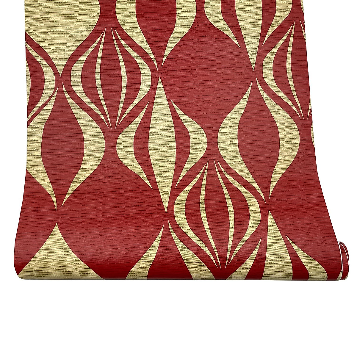 Yifely Red Geometric Design Furniture Paper Self-Adhesive Shelf Liner Dresser Drawer Sticker 17.7 Inch by 9.8 Feet