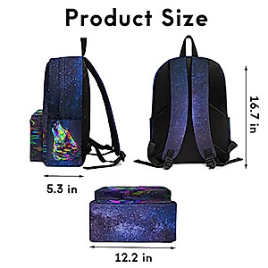 Roftidzo Large Capacity Wolf Backpack Bookbag for Boys Girls Teens, Lightweight Laptop Backpack Travel Rucksack Casual Daypack