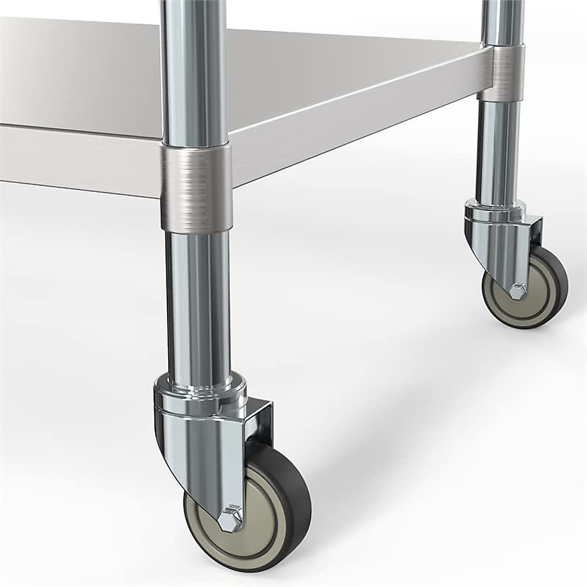 KoolMore Commercial 30” x 60” Stainless Steel Work Table Wheels Restaurant Home Use, Under Storage Shelf Food, Tools, Equipment, Hardware, Heavy Duty Metal Workspace (CT3060-18C), Silver, 30" x 60"
