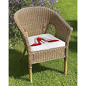 Chair Seat Covers Set of 4 Red High Heels Waterproof Outdoor Seat Covers Wood Grain Chair Covers for Dining Room Removable Kitchen Chair Covers Slipcovers for Dining Garden