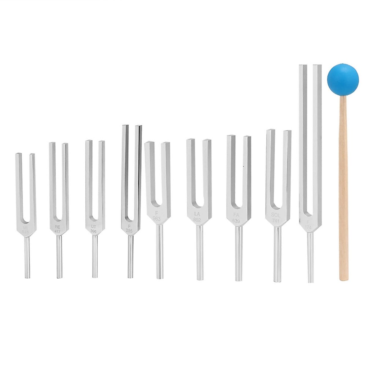 Tuning Fork Set, 9Pcs 174/285/396/417/528/639/741/852/963Hz Chakra Healing Musical Tuning Fork Hammer Set 9Pcs For Tuning Tuning-Devices Instrument Tuner Device