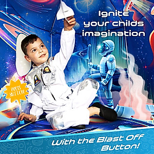 W&O Rocket Ship Play Tent with Blast Off Button - Ultimate Spaceship Tent with Captivating Space Sounds - Perfect for Indoor & Outdoor Adventures