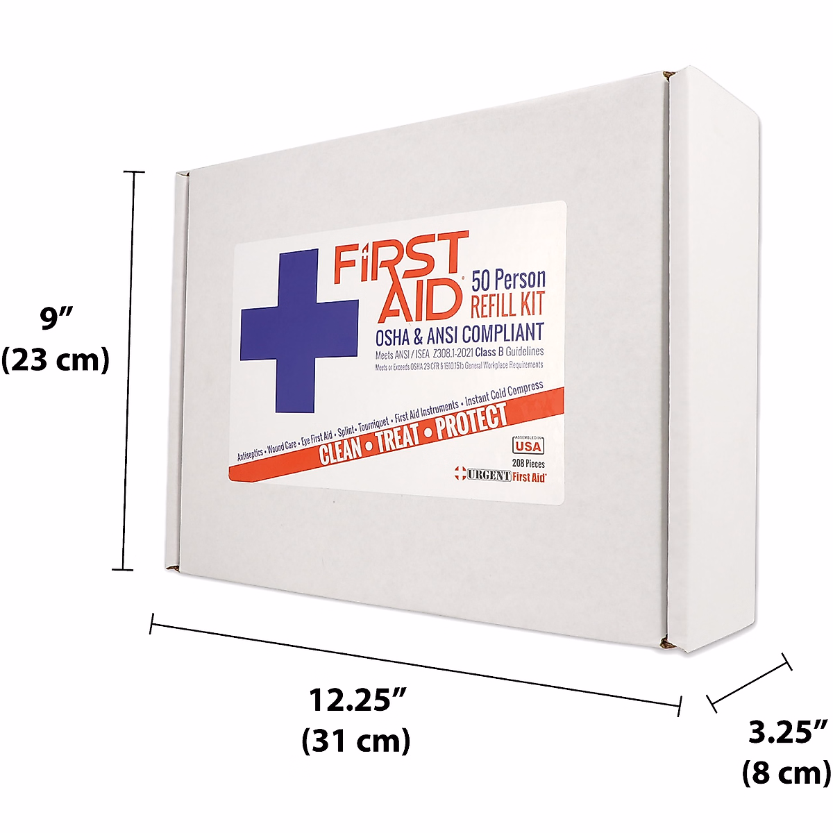 OSHA & ANSI First Aid Kit Refill/Upgrade, 50 Person, 208 Pieces, ANSI 2021 Class B - Includes Splint, Tourniquet, Tools, Single dose and More: Fill Your kit or use to Upgrade to Current regulations…