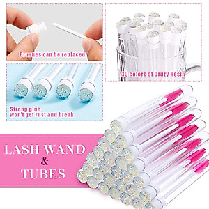 60 Pieces Mascara Wand Tube Set 30 Diamond Empty Eyelash Brush Tubes Spoolies 30 Mascara Wand Lash Extension Brushes Applicators Makeup Tools (110 mm, Iridescent)