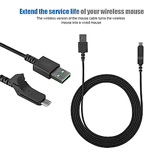 Wendry Mouse Cable, Fast USB Cable/USB Line Wireless Gaming Mouse Replacement for Razer Lancehead,Black