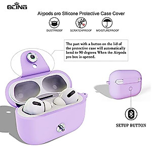 OCING 5 in One New Airpods Pro Case Cover with Snap Lock Safer Secured,360° Protective Silicone Case for Girl Women Kids, Supports Wireless Charging[Front LED Visible] (Purple)
