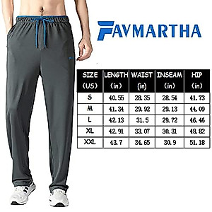 favmartha Men's Lightweight Sweatpants with Zipper Pockets Open Bottom Athletic Loose Fit Joggers Pants for Workout,Training(Grey M)
