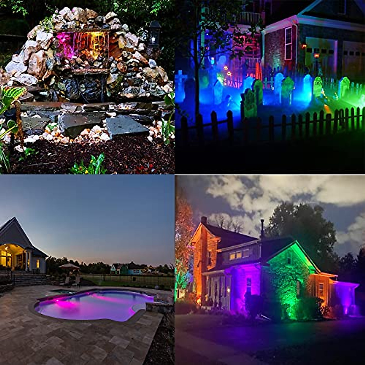 RUICAIKUN Outdoor Lights,10w Spot Lights Outdoor with US Plug and Remote Control,Dimmable Colored Halloween Decor Outdoor Lights,Waterproof Spotlight with Timer