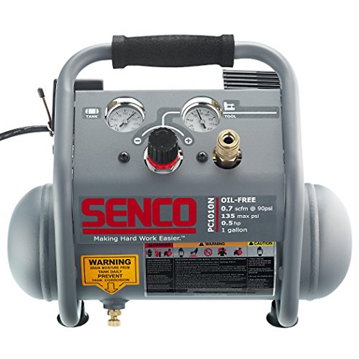Senco PC1010N 1/2 Hp Finish & Trim Portable Hot Dog Compressor, Grey