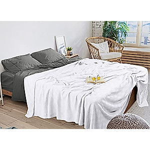 Utopia Bedding 100% Cotton Blanket (Full Size - 90x84 Inches) 350GSM Lightweight Thermal Blanket, Soft Breathable Blanket for All Seasons (White)