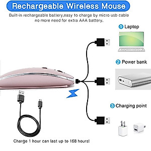 Wireless Mouse for MacBook Pro MacBook Air Mac iMac Desktop Computer Chromebook Win7/8/10 PC HP Dell Laptop (Rose Gold)