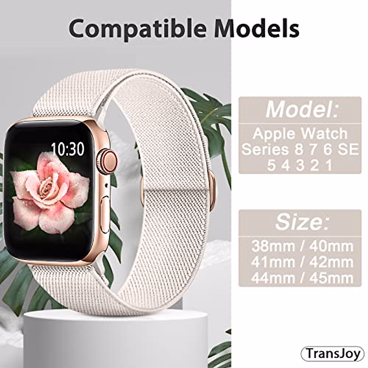 TransJoy 6 Pack Nylon Stretchy Compatible for Apple Watch Band 38mm 40mm 41mm 42mm 44mm 45mm Women Men, Cloth Elastic Wristbands Solo Loop Band for iWatch Series 8 SE 7 6 3 4 5(Black,41MM)